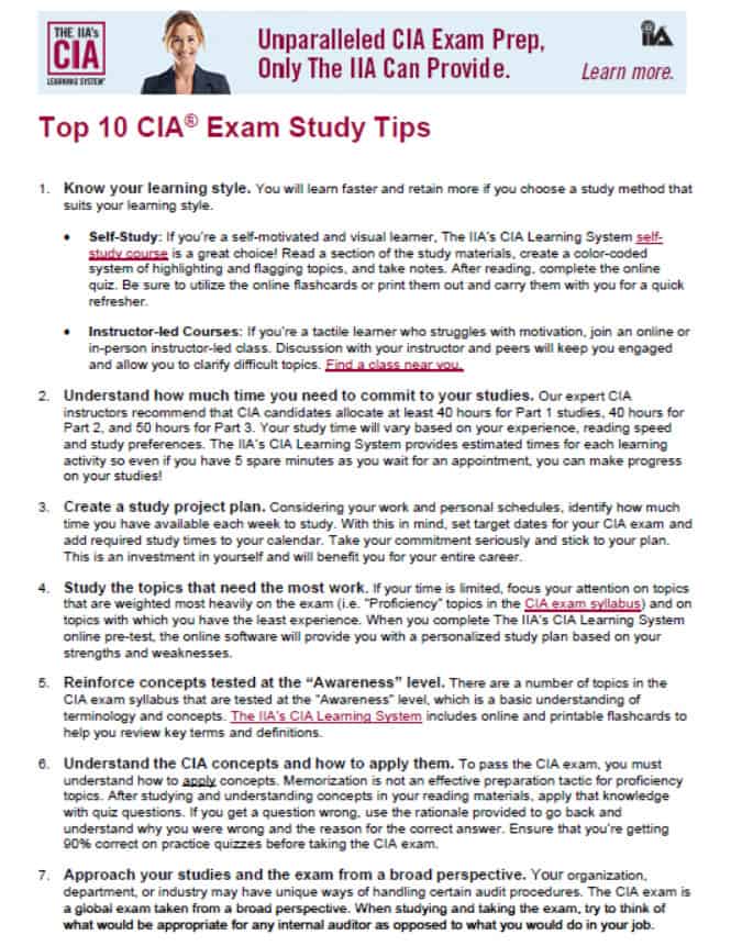 CIA Study and Exam-Taking Tips Confirmation